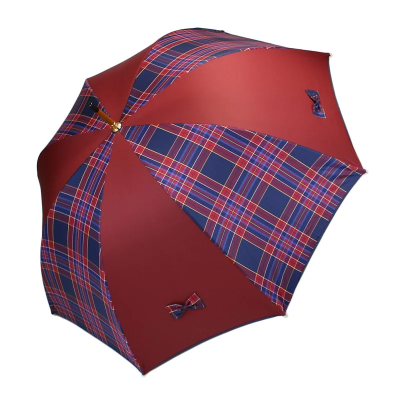 Parapluie Petits Nœuds vert et madras long | H2O Parapluies